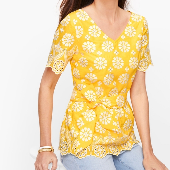 Talbots | Tops | Talbots Embellished Border Peplum Top | Poshmark